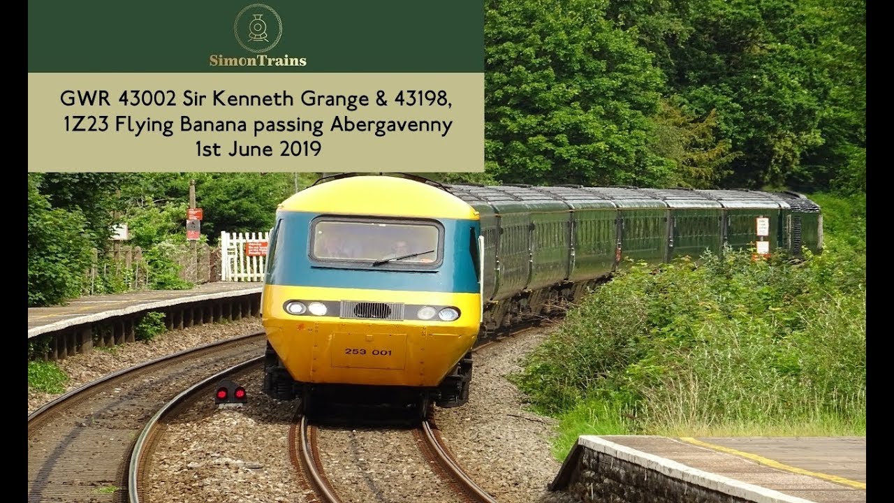 GWR 43002 & 43198, 1Z23 Flying Banana passing Abergavenny (1st June ...