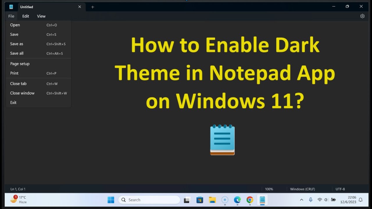 How to Enable Dark Theme in Notepad App on Windows 11? - YouTube