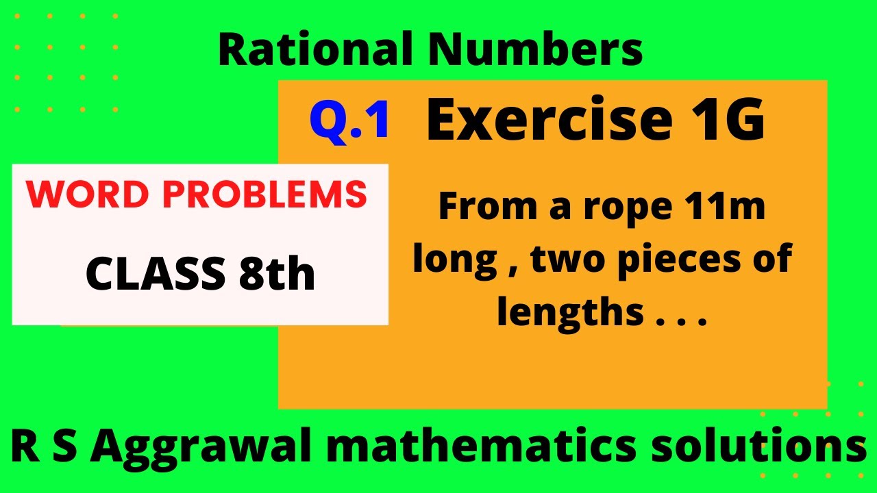Q 1, Exercise 1G, Word Problems, Chapter 1 Rational Numbers, Class 8th ...