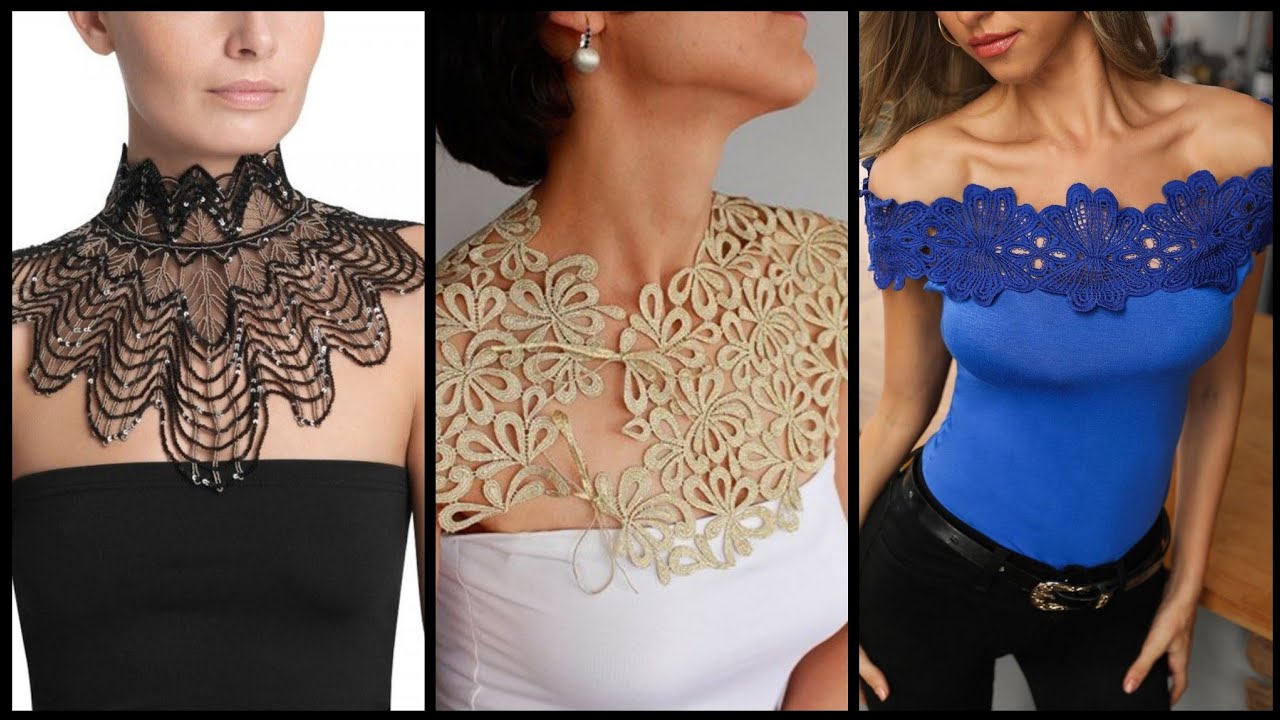 Lovely and gorgeous lace shoulder necklace design and ideas - YouTube