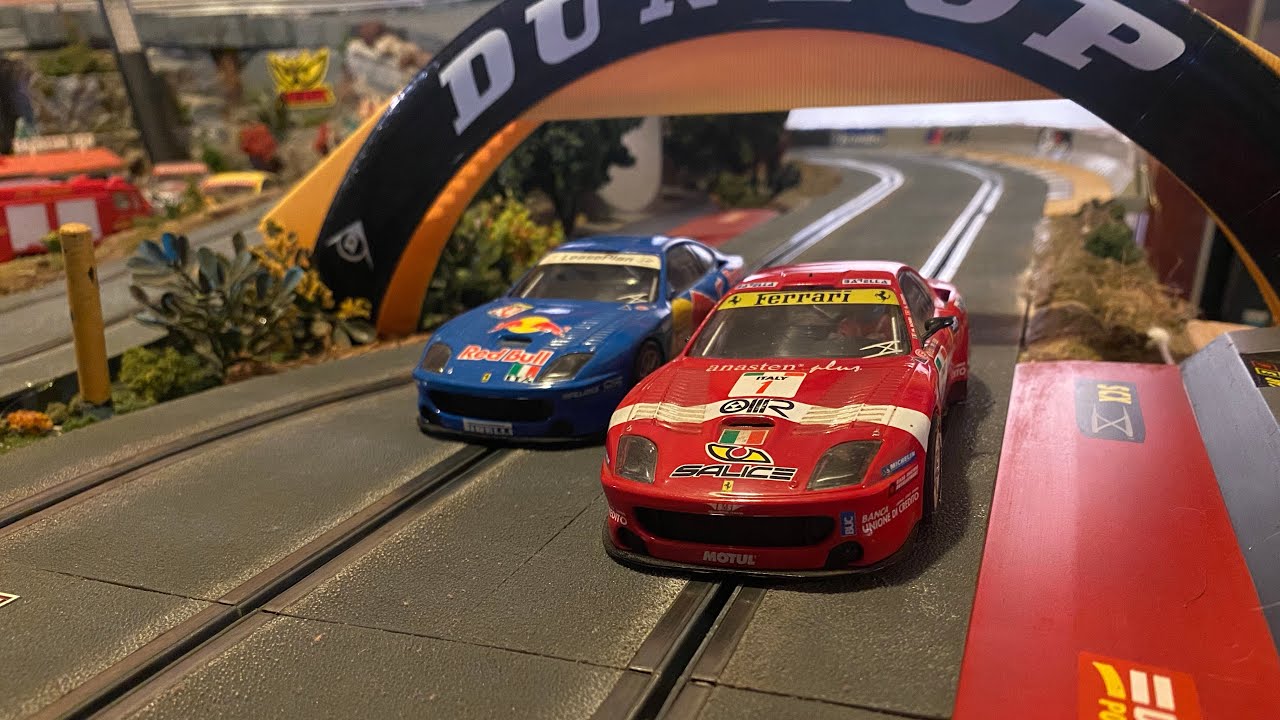 1:32 Digital Ferrari Slot Car Challenge- Adam vs Jay 30 lap race. - YouTube