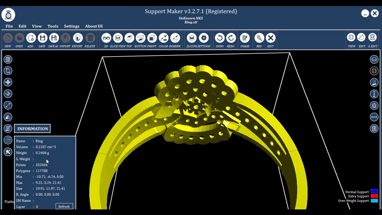 object weight and support weight both are separate Showing in support ...