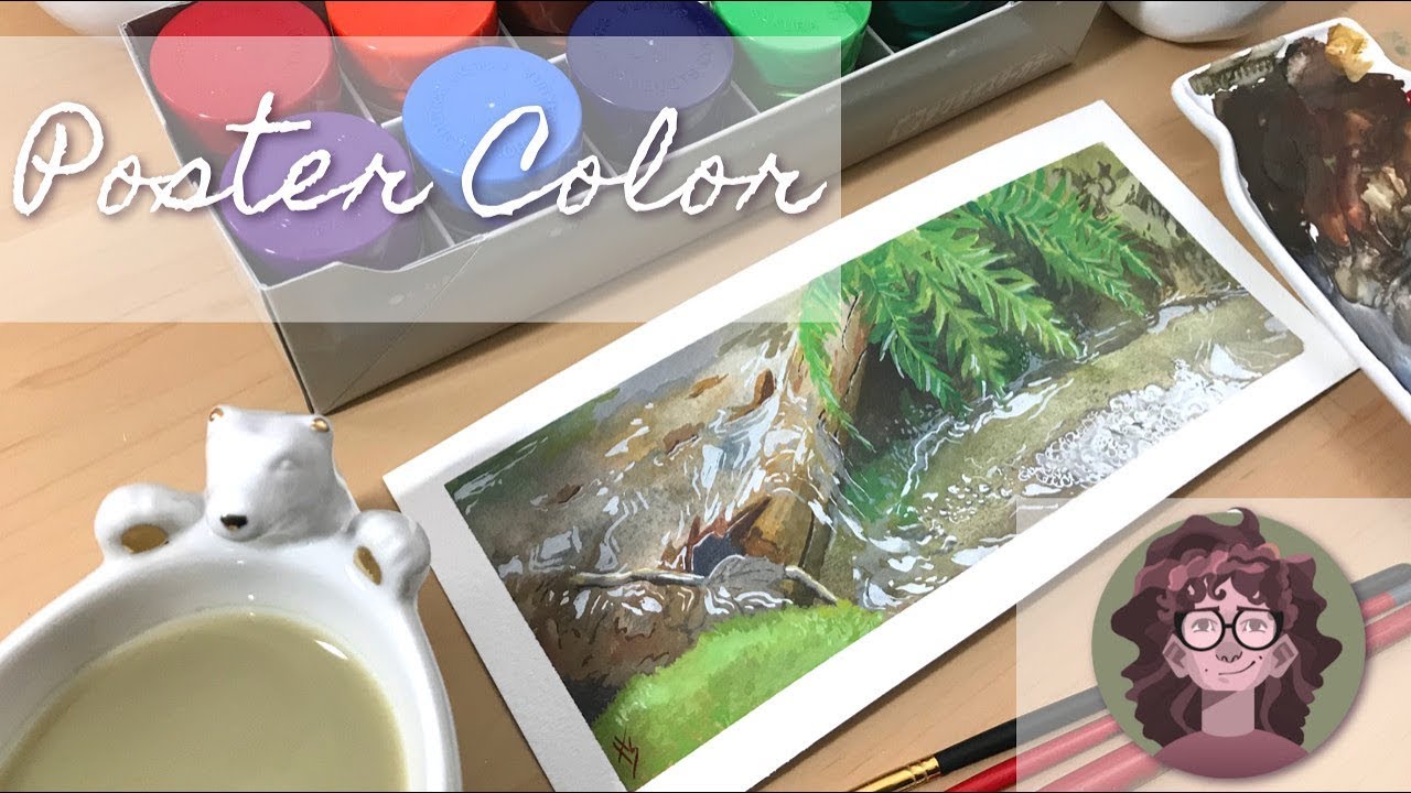 Woodland Stream | Painting with Poster Colors - YouTube