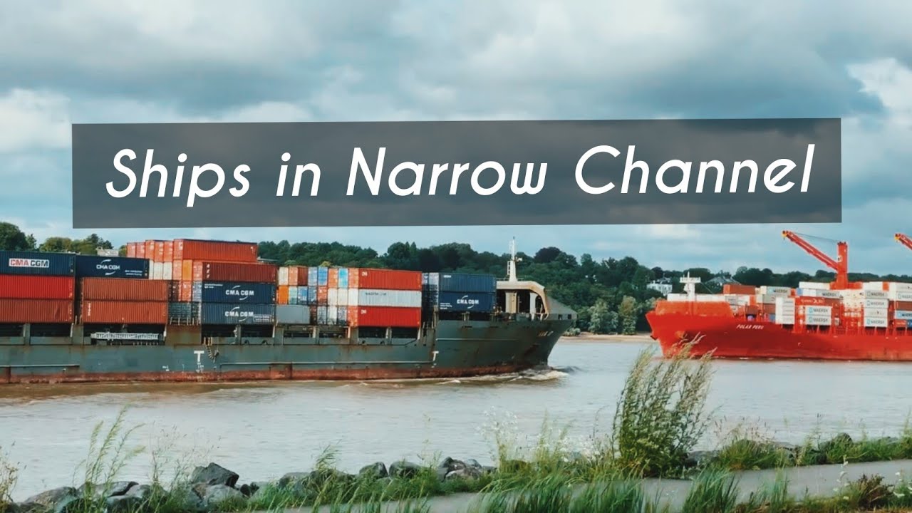Ships in narrow channel - 4K View - YouTube