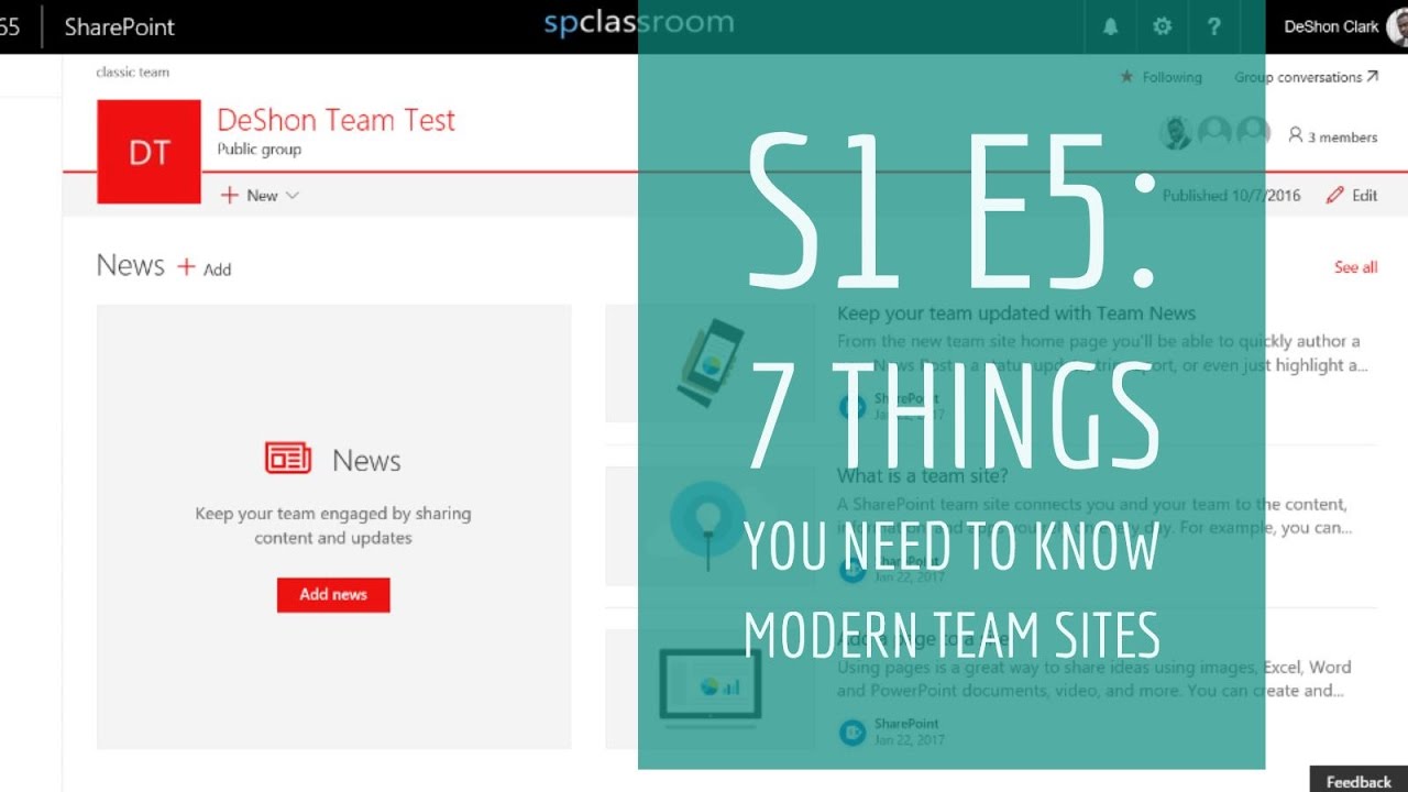 Season 1 Ep5: Modern Team Sites: 7 Things You Should Know - office 365 ...