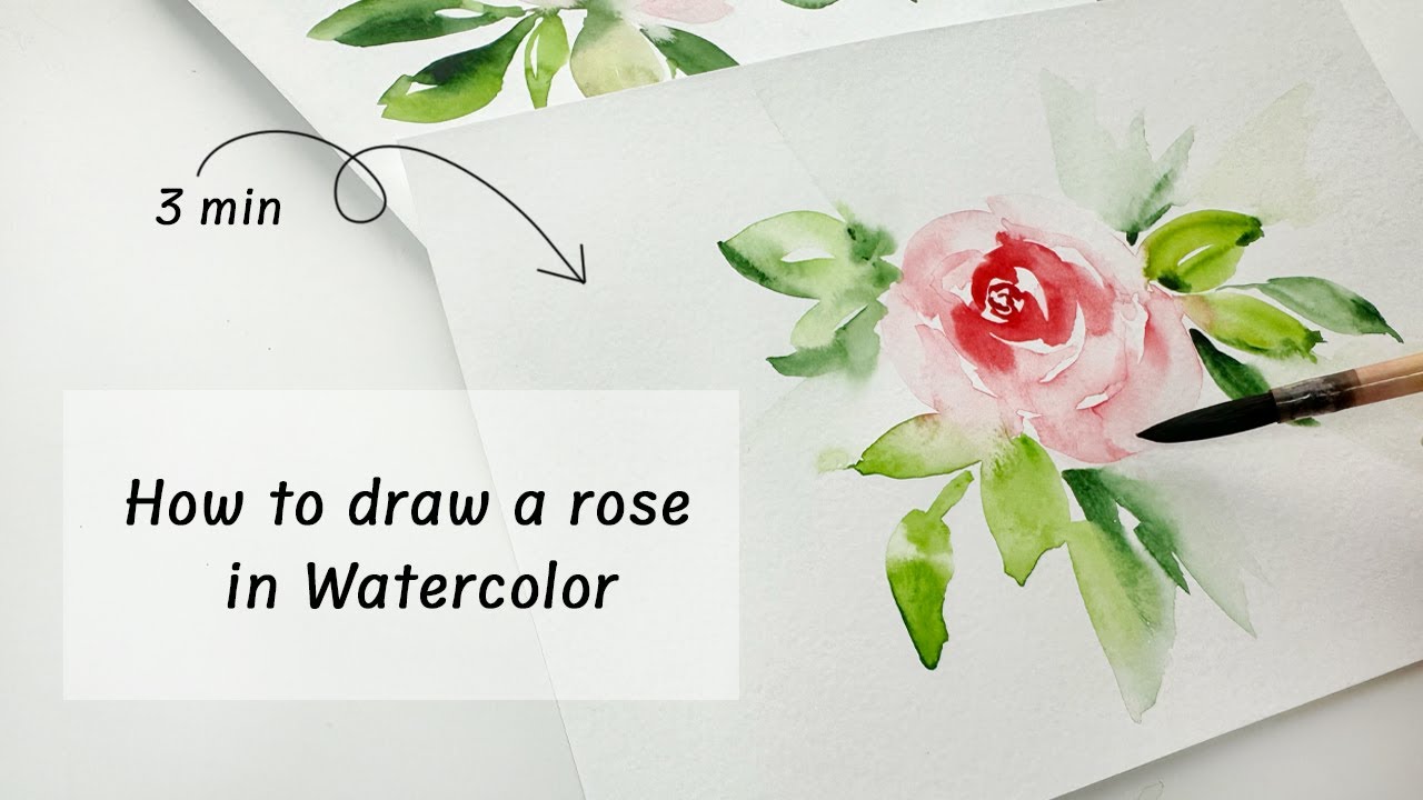 Watercolor Rose Tutorial: How to draw a rose easily in 3 minutes - YouTube