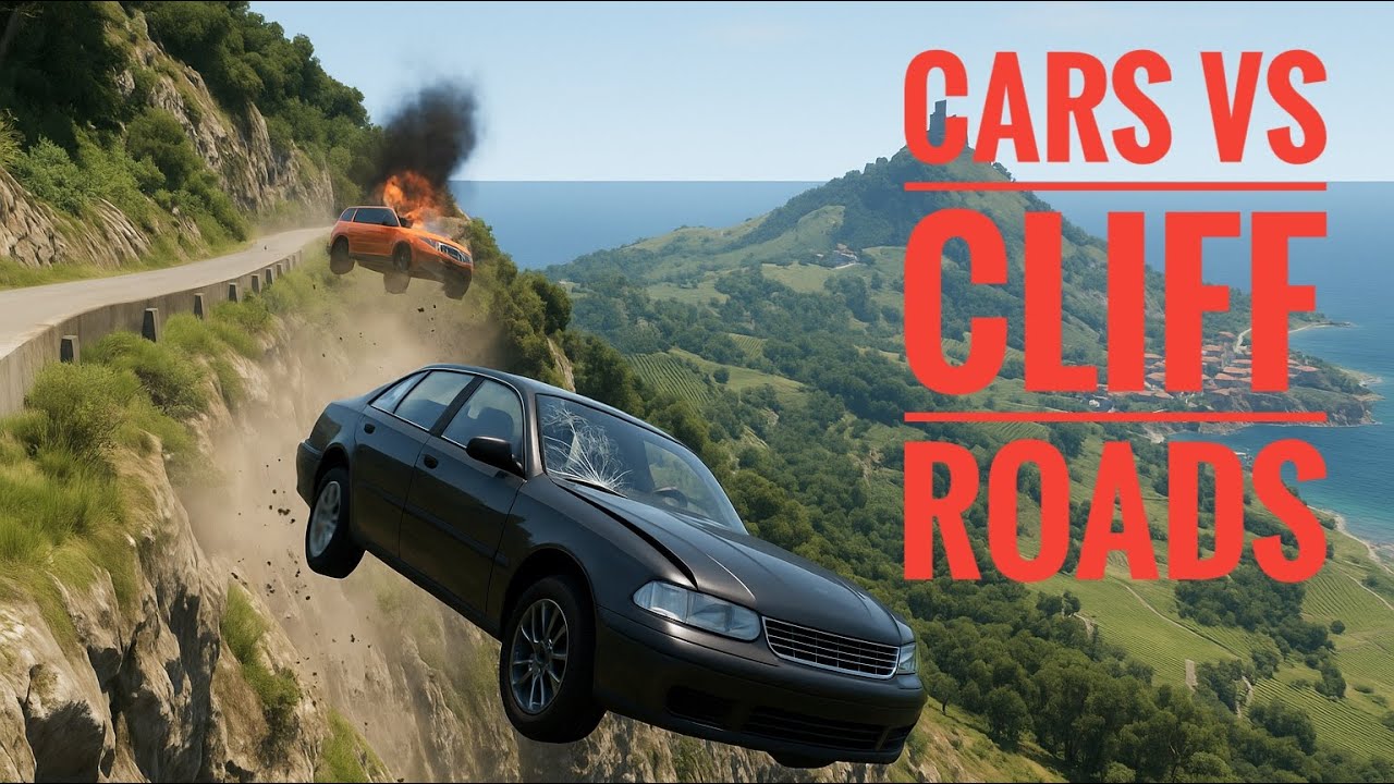 Cars vs cliff roads. Car crash on cliff roads. BeamNG.Drive #crashdrive ...