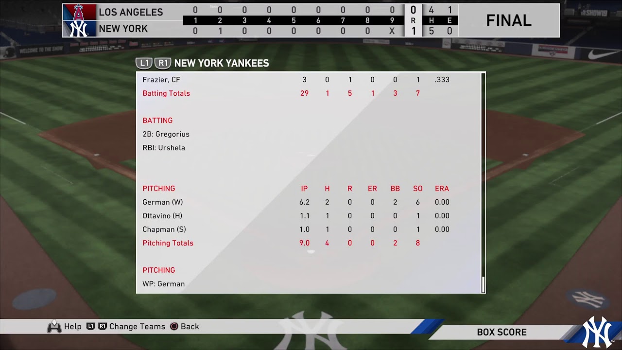 MLB 19 the Show: Yankees vs Angels at Yankee Stadium German vs Skaggs - YouTube