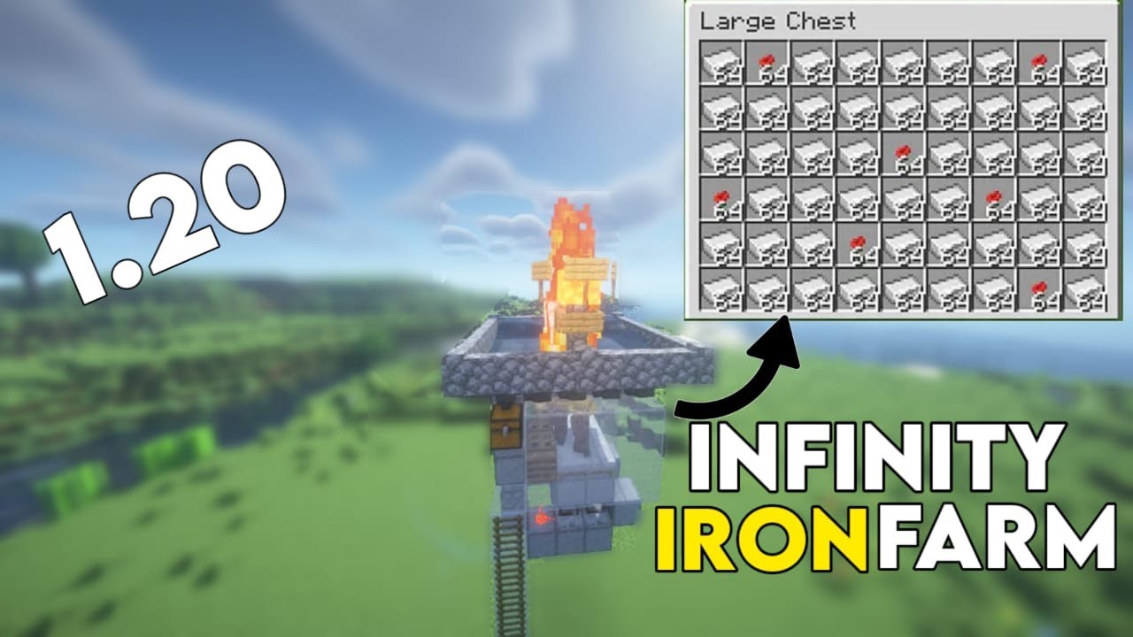 Minecraft 1.20+ Easy Iron Farm Tutorial - 300 Per Hour - YouTube