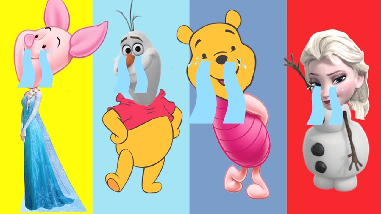 Wrong Heads Frozen Elsa, Olaf, Winnie the pooh, Piglet Finger Family ...
