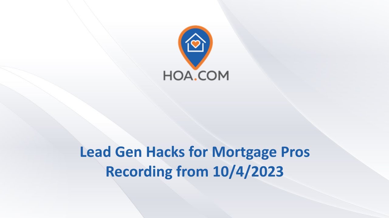 Lead Gen Hacks for Mortgage Pros | Recording from 10/4/2023 - YouTube