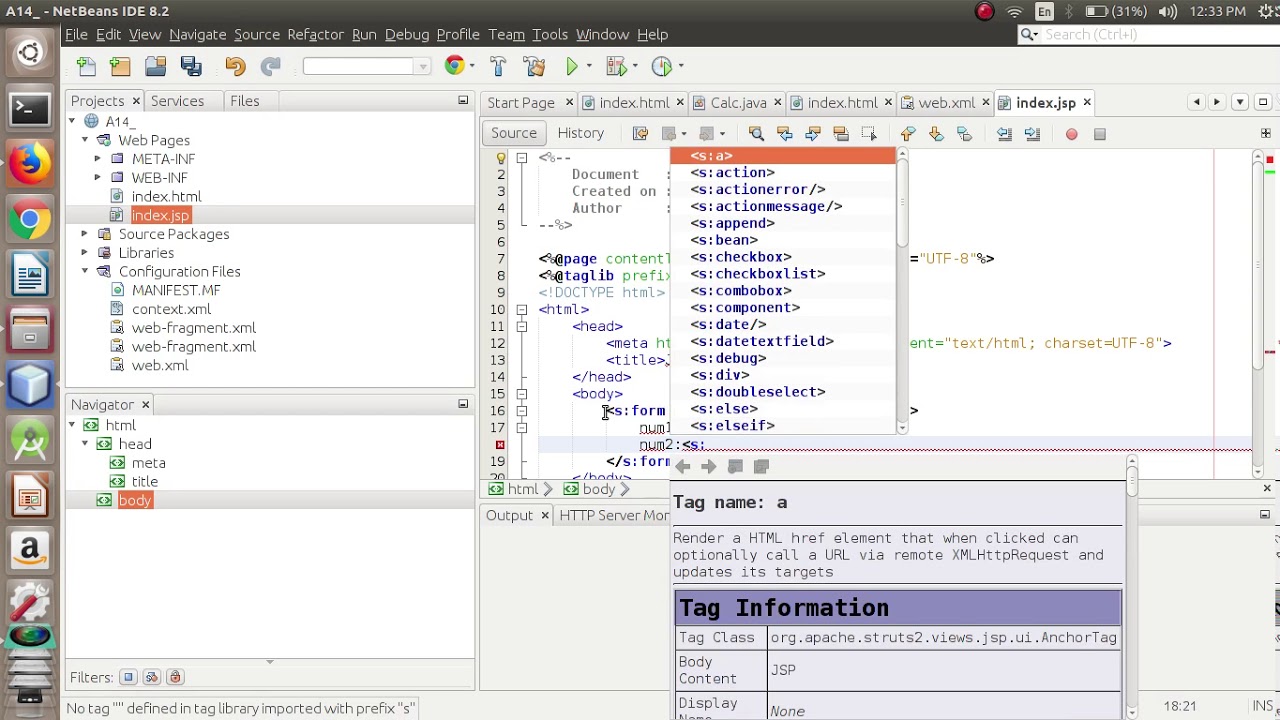 Simple Addition using struts in Netbeans8.2 - YouTube