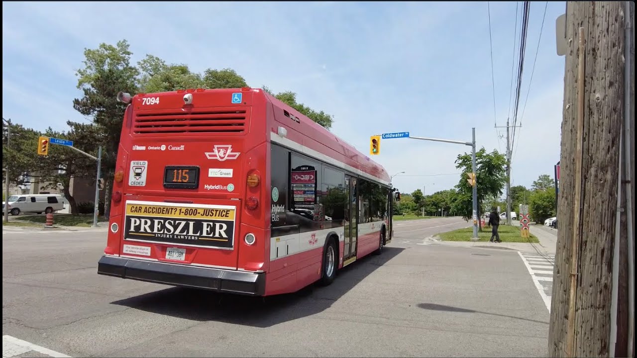 TTC 115 Silver Hills Bus Ride #7094 from York Mills Stn to Leslie St ...