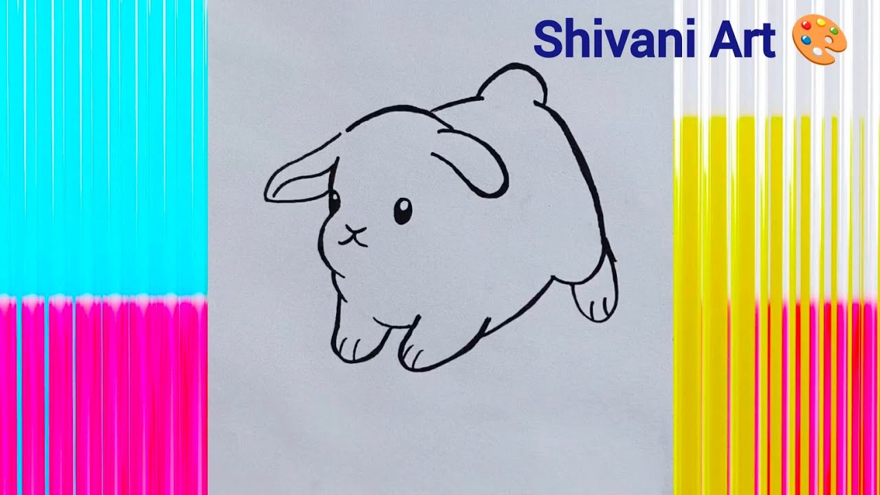 How to draw a Cute Rabbit ll Rabbit drawing-very easy ll Rabbit drawing ...