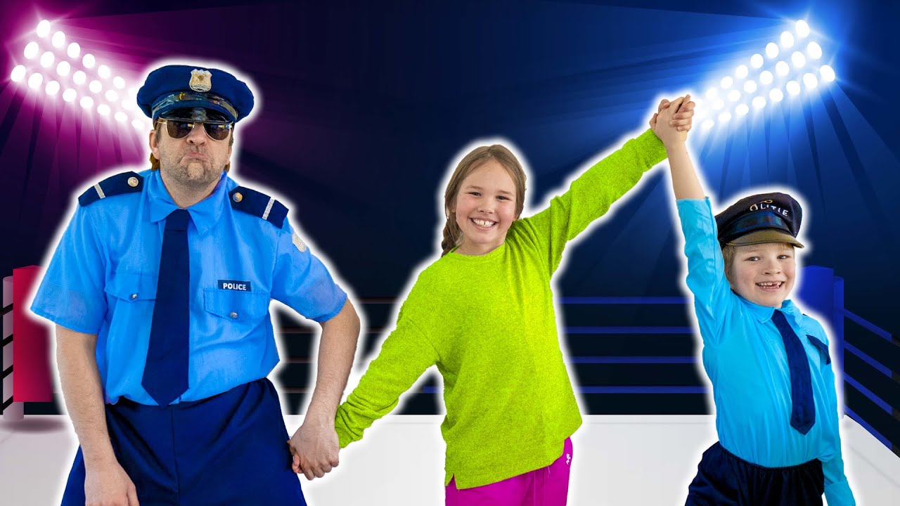 Amelia, Avelina and AKim pretend play Police training school - YouTube