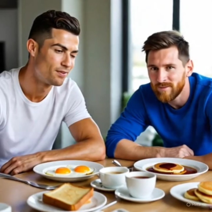 Ronaldo and Messi eating the breakfast 🥞🥞... #ronaldo #messi #eating # ...