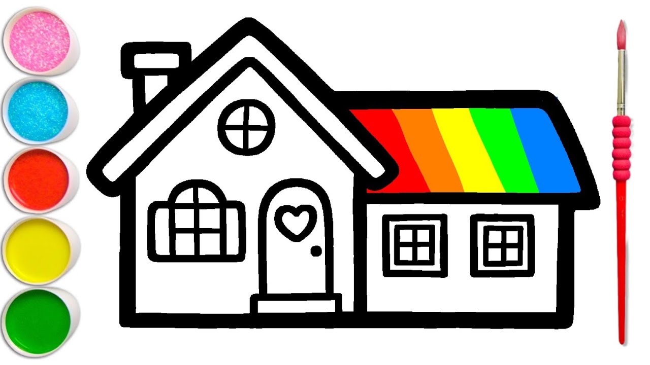 How to Draw a Cute Rainbow House 🏡 for Kids | Easy House Drawing ...