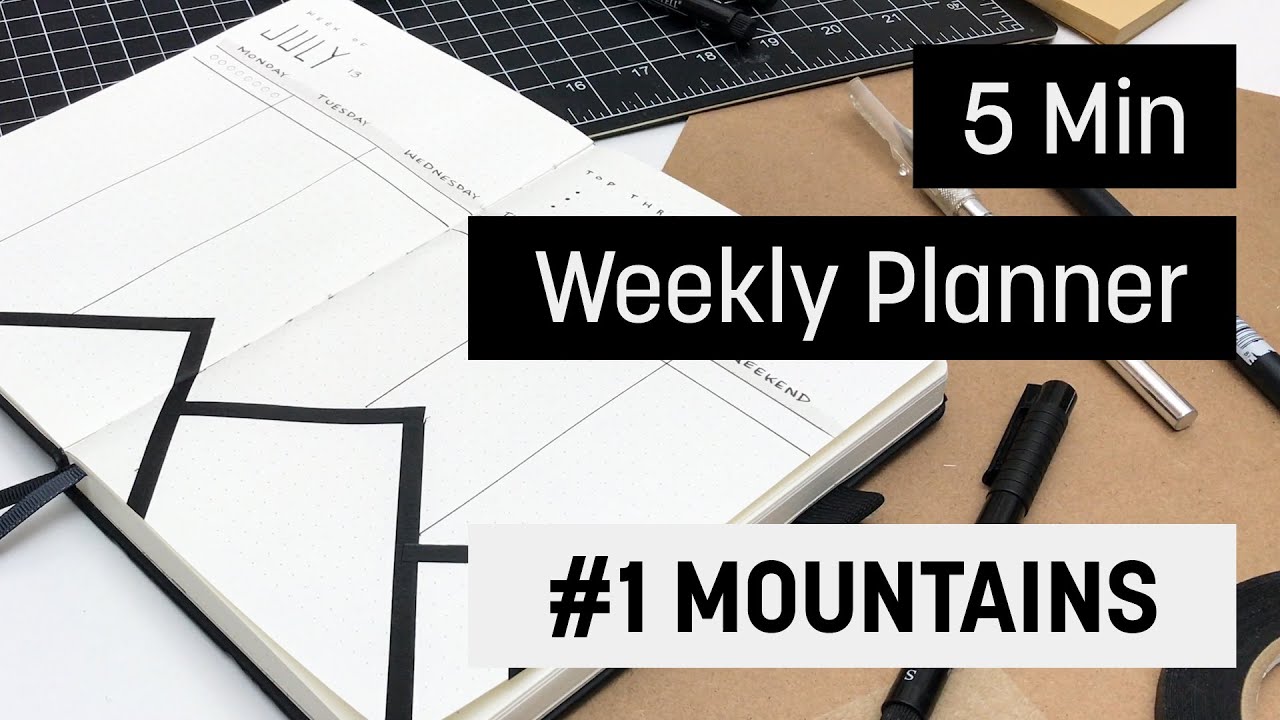 5 Minute Bullet Journal Weekly Planner - #1 Mountains - YouTube