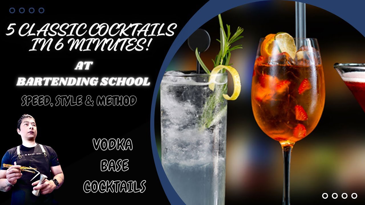 5 Classic Cocktails made in 6 minutes || Demo Class at B.A.D. || Vodka ...