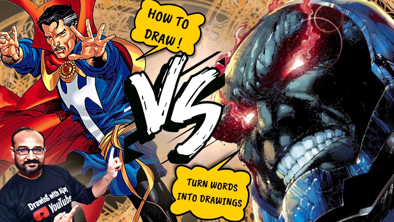 How to draw Dr. Strange | How to draw Darkseid | word drawing - YouTube