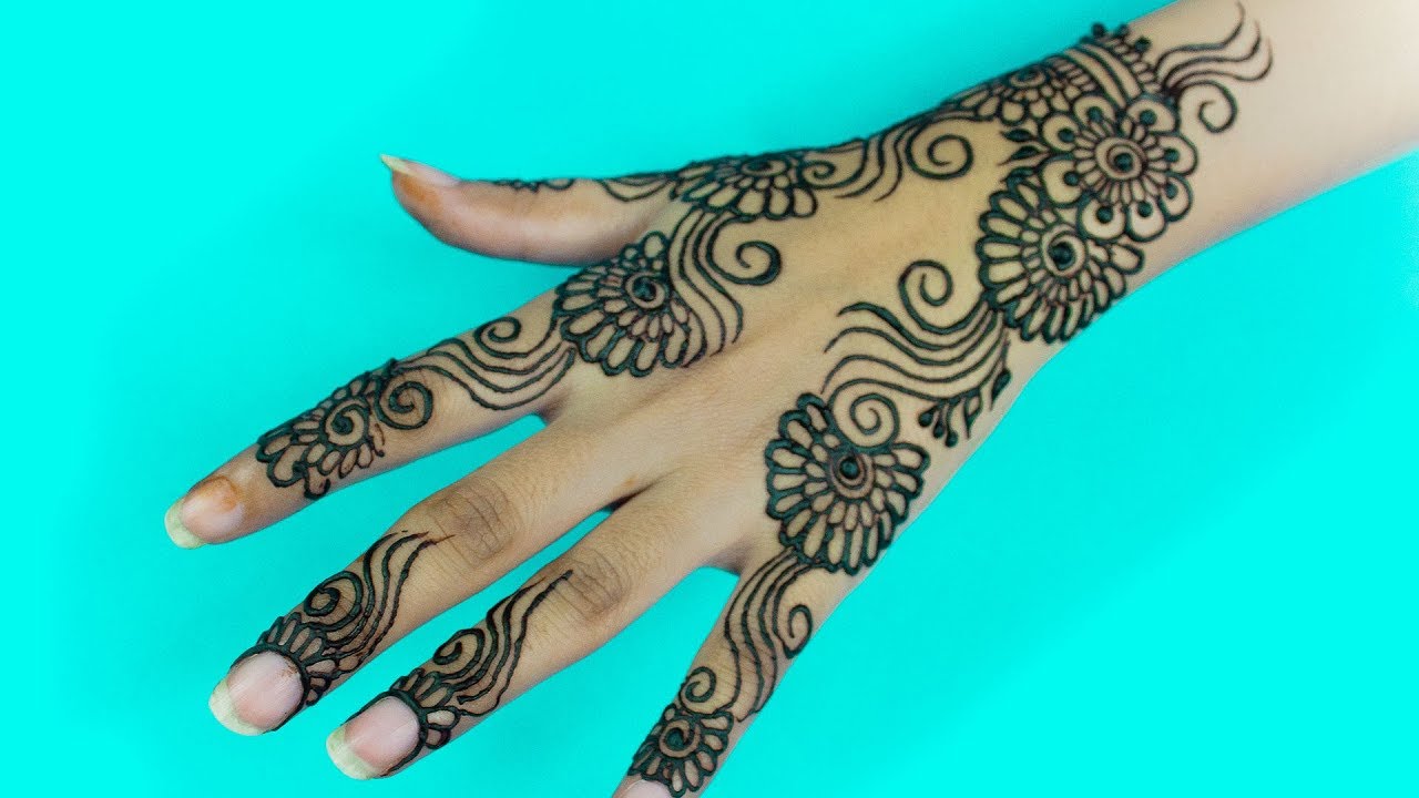 Easy Flowers Floral Mehndi Design Video | Floral Outline Mehndi Design ...