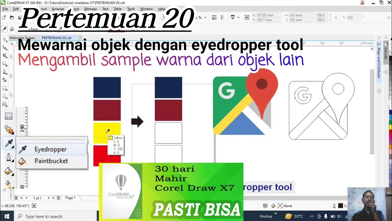 Pertemuan 20 Cara mewarnai objek dengan eyedropper tools di corel draw ...
