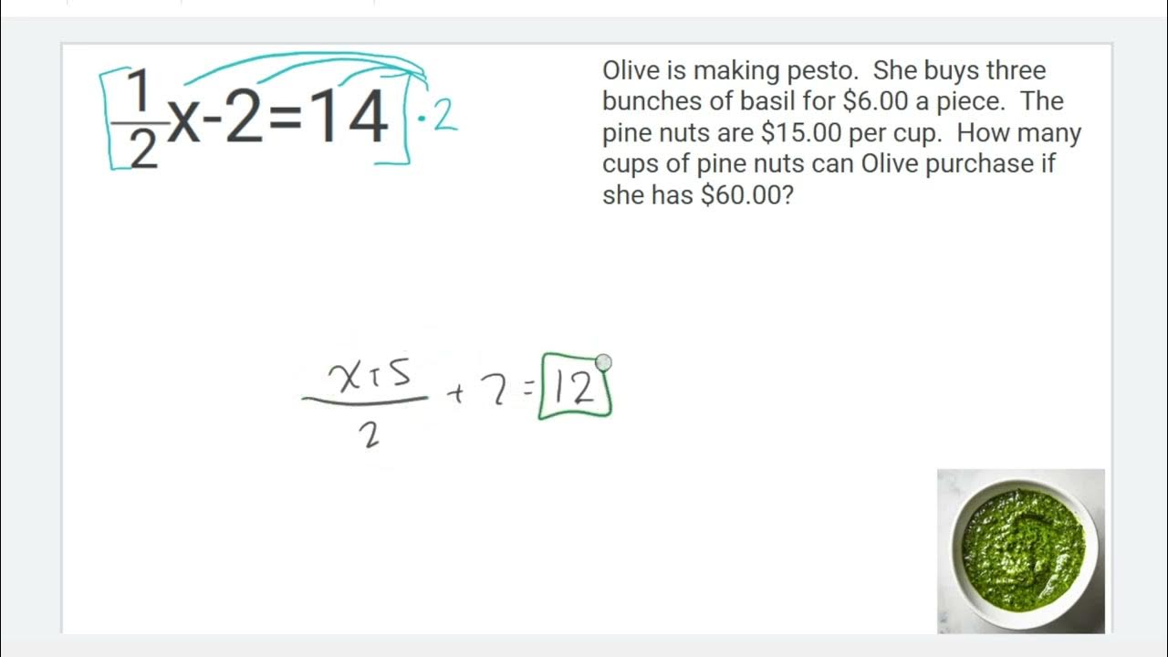 Solving Two Step Equations and Mixture Problems - YouTube