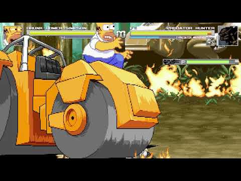 AN Mugen #221: Drunk Homer Simpson VS Predator Hunter & Predator Warrior