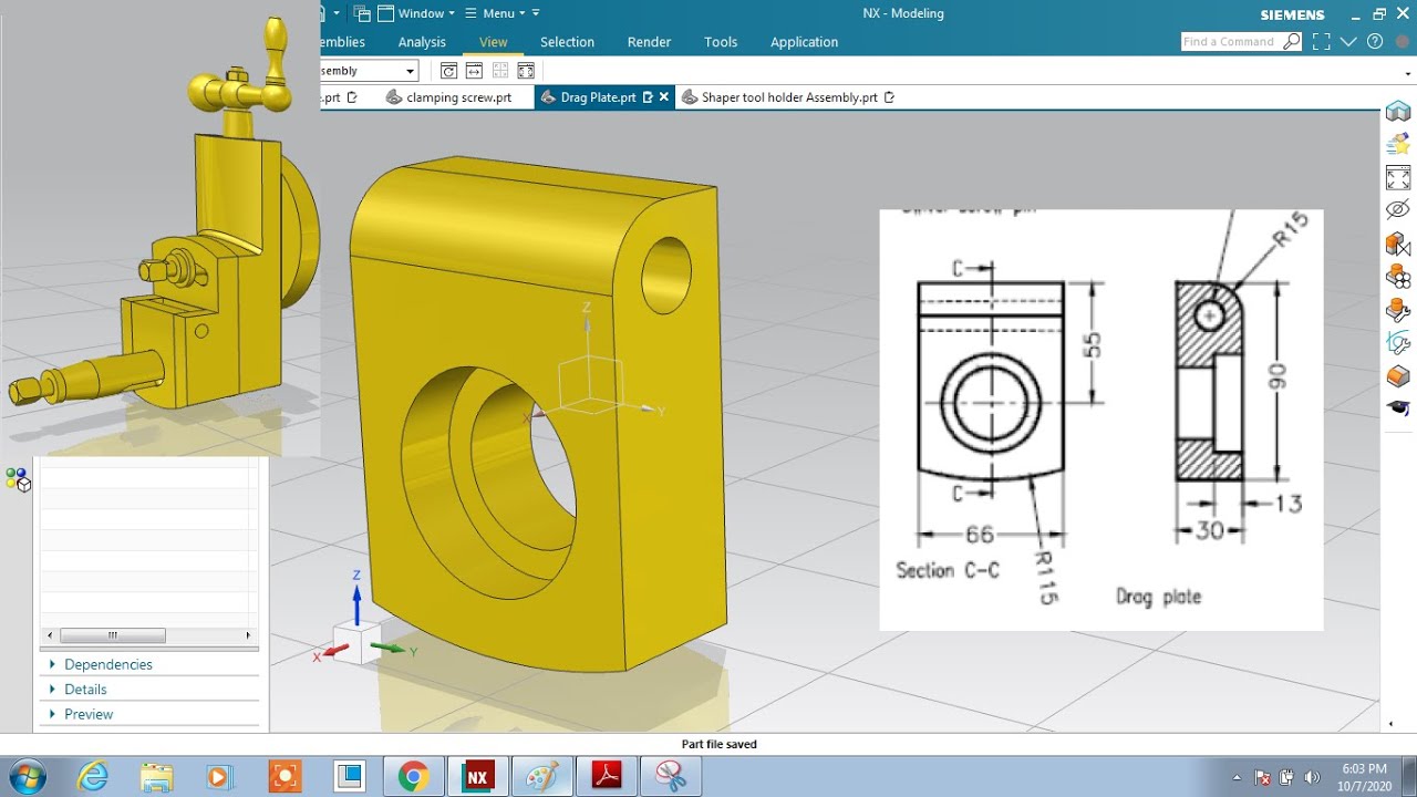 #NX CAD #SHAPER HEAD ASSEMBLY #Drag Plate PART 4 - YouTube