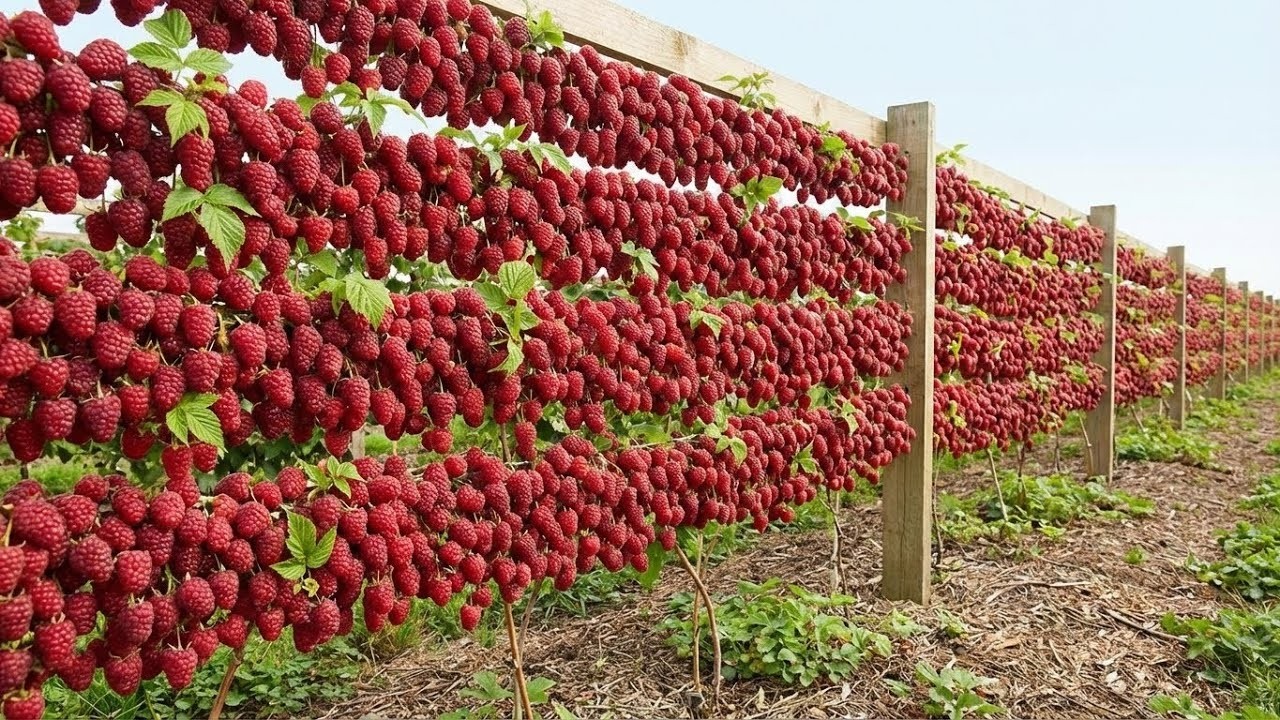 Giant Raspberry Documentary | Natural Raspberry Growing and Care ...