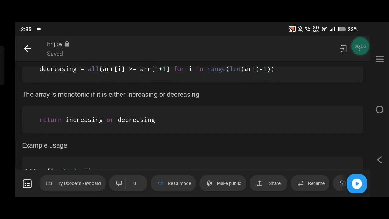Python Program to Check if Array is Monotonic (Non-Decreasing or Non-Increasing) - YouTube
