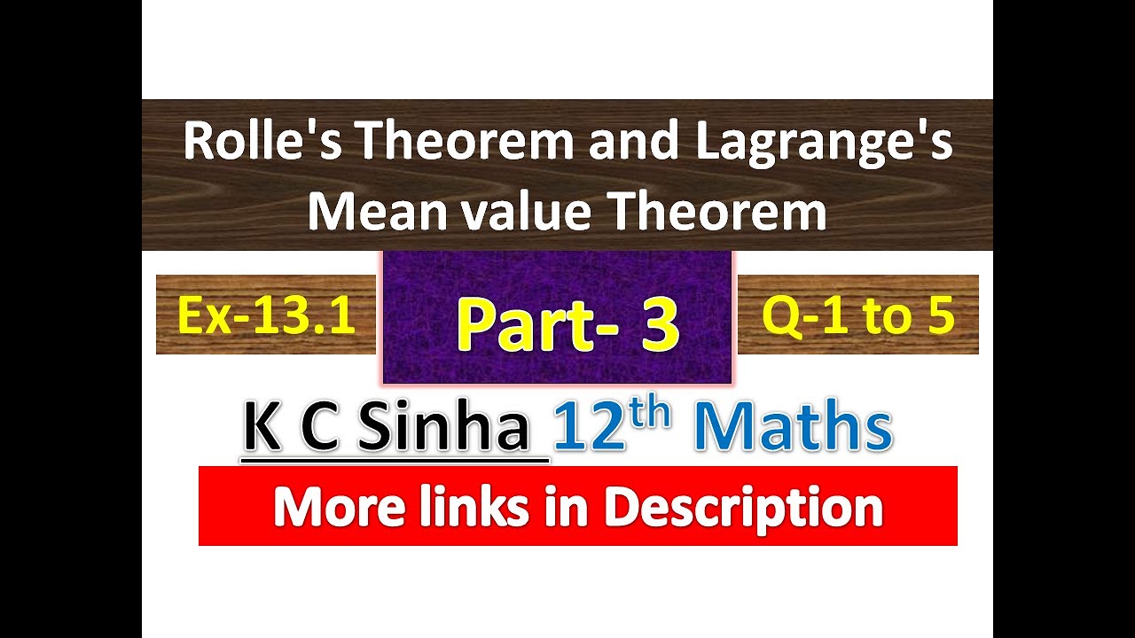 Rolle's Theorem and Lagrange's Mean value Theorem | Class 12th Maths ...