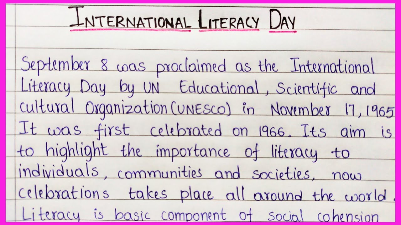 Essay on International Literacy Day in English @EssentialEssayWriting ...