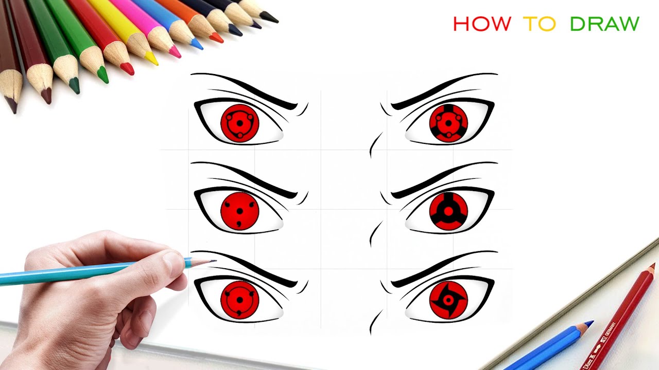 How to draw uchiha izuna sharingan eyes simple, easy and cool for kids ...