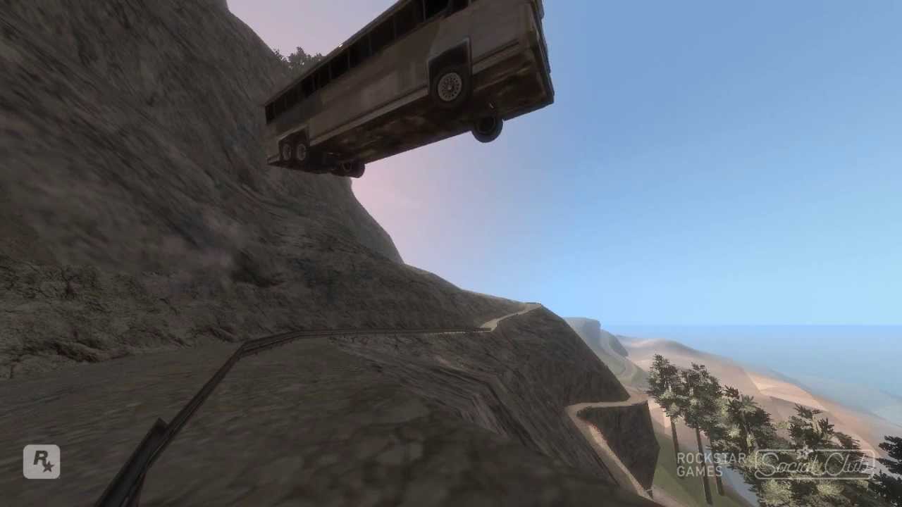 GTA 4 San Andreas Bus crash mountain - YouTube