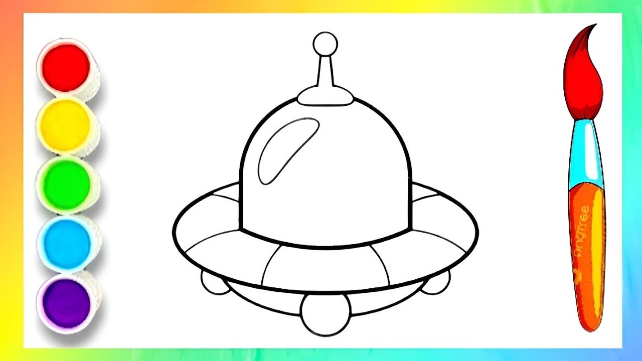 How to Draw an Alien UFO 👽🛸 || Drawing a Cute UFO For Kids & Toddler ...