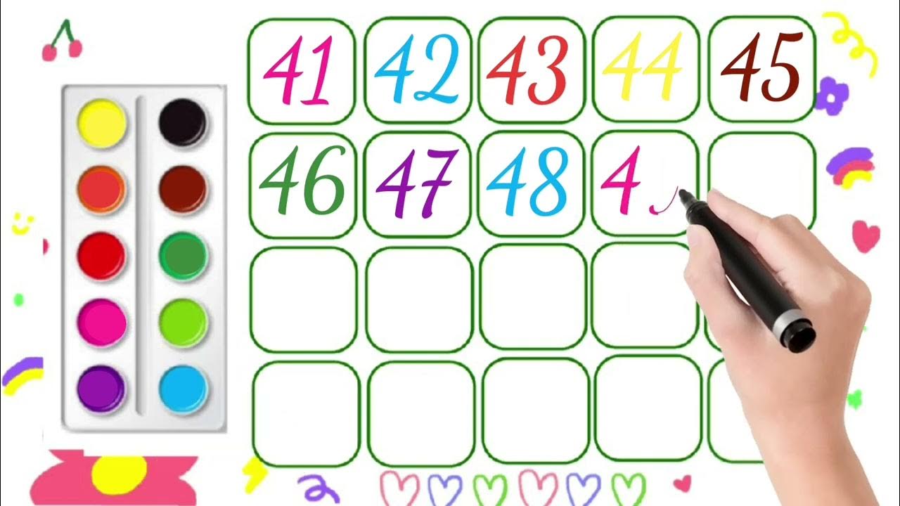 Learn Numbers with colours| Counting Numbers 41 to 60| Numbers 41 to 60 20230609 02 - YouTube