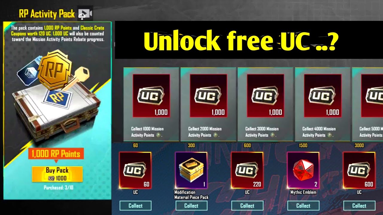 Unlock Rp activity pack UC in week4 Week5 & Get Free mythic emblem in ...
