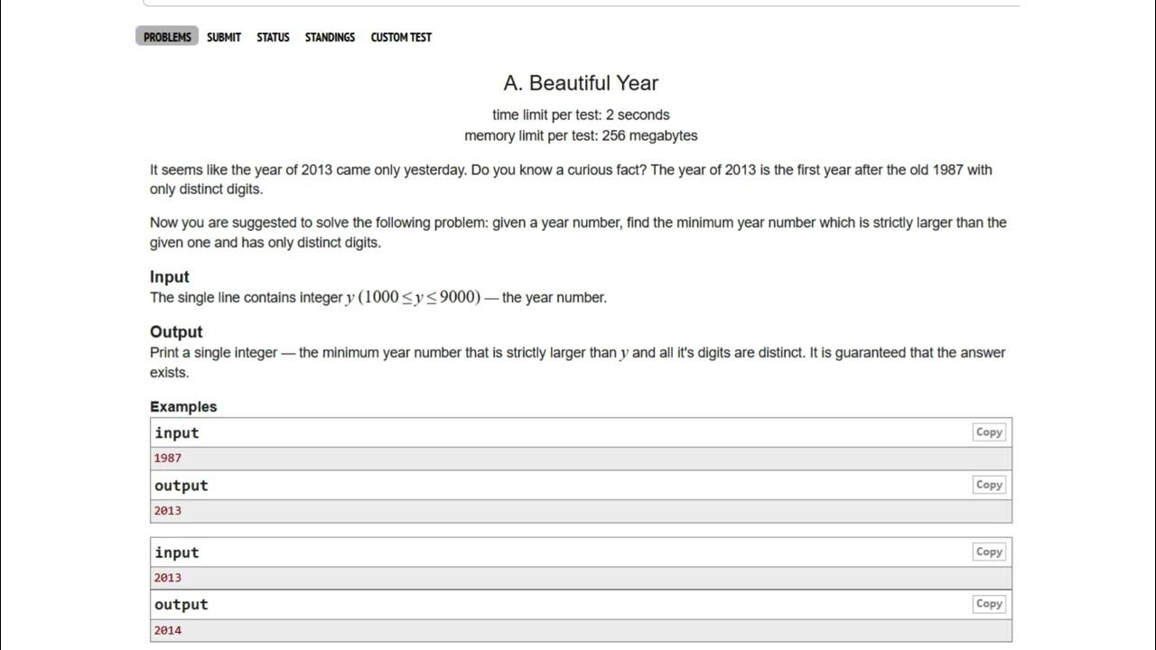 Codeforces 271A Beautiful Year: Step-by-Step Python Solution Explained - YouTube