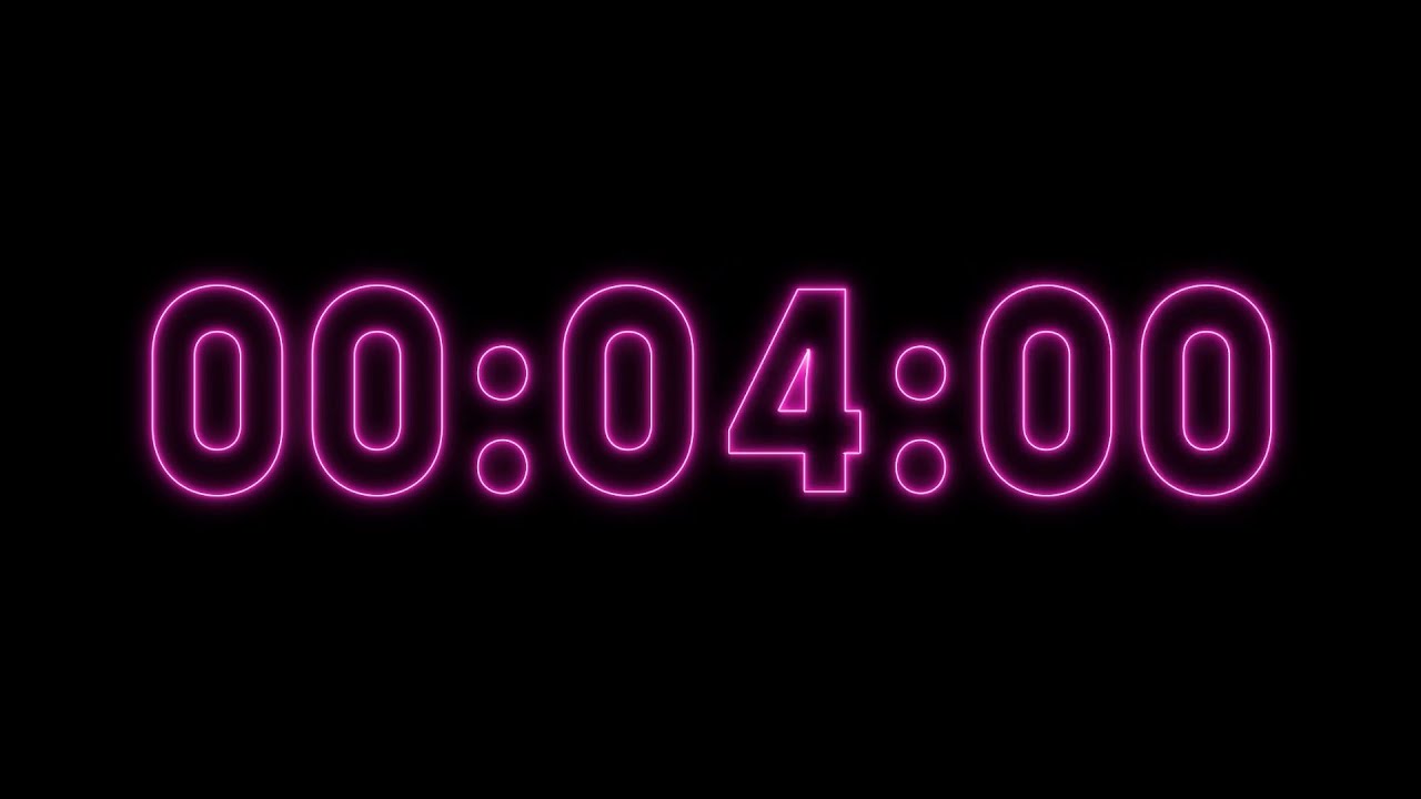 Violet neon timer 4 minutes (countdown) - YouTube