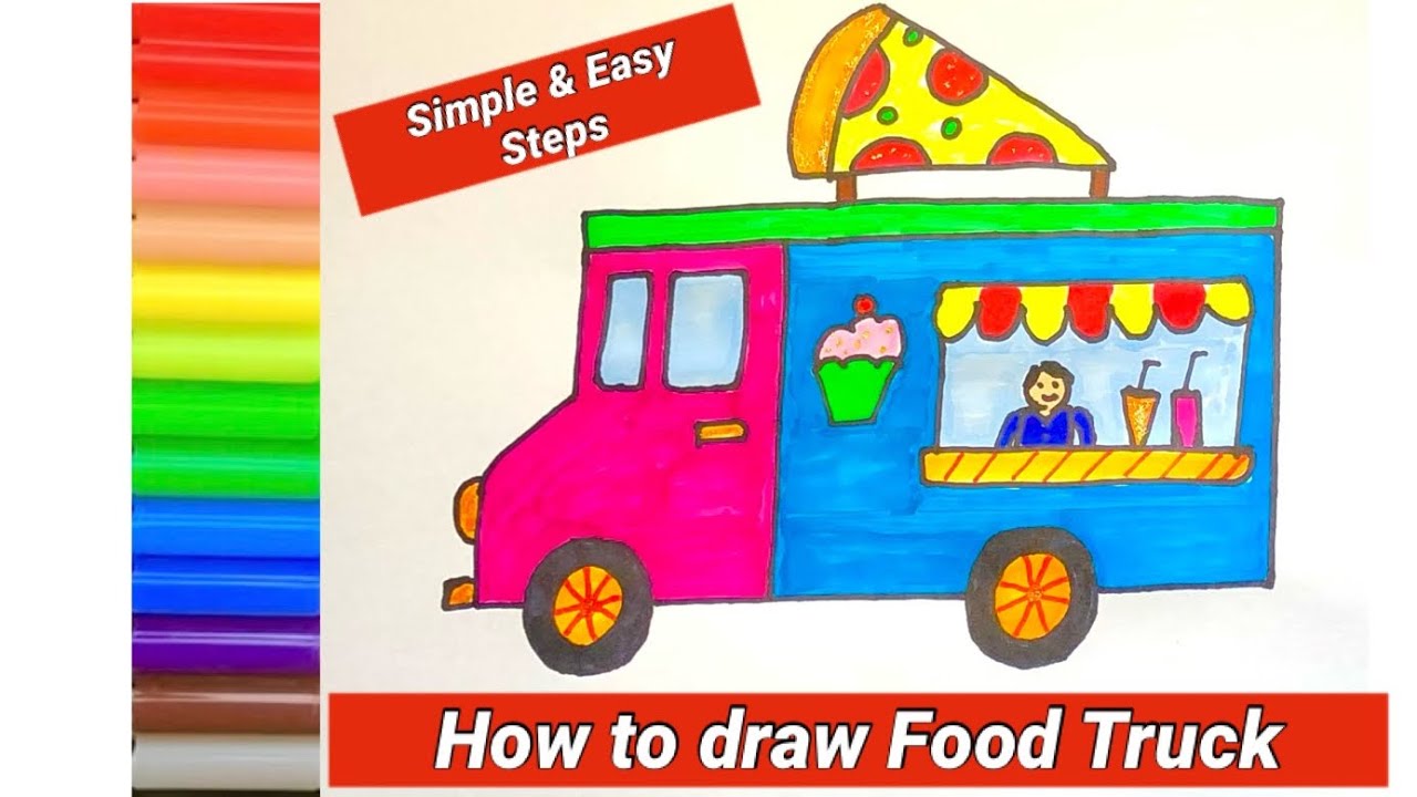 How to draw a truck |food truck drawing |Drawing, Painting, Coloring ...