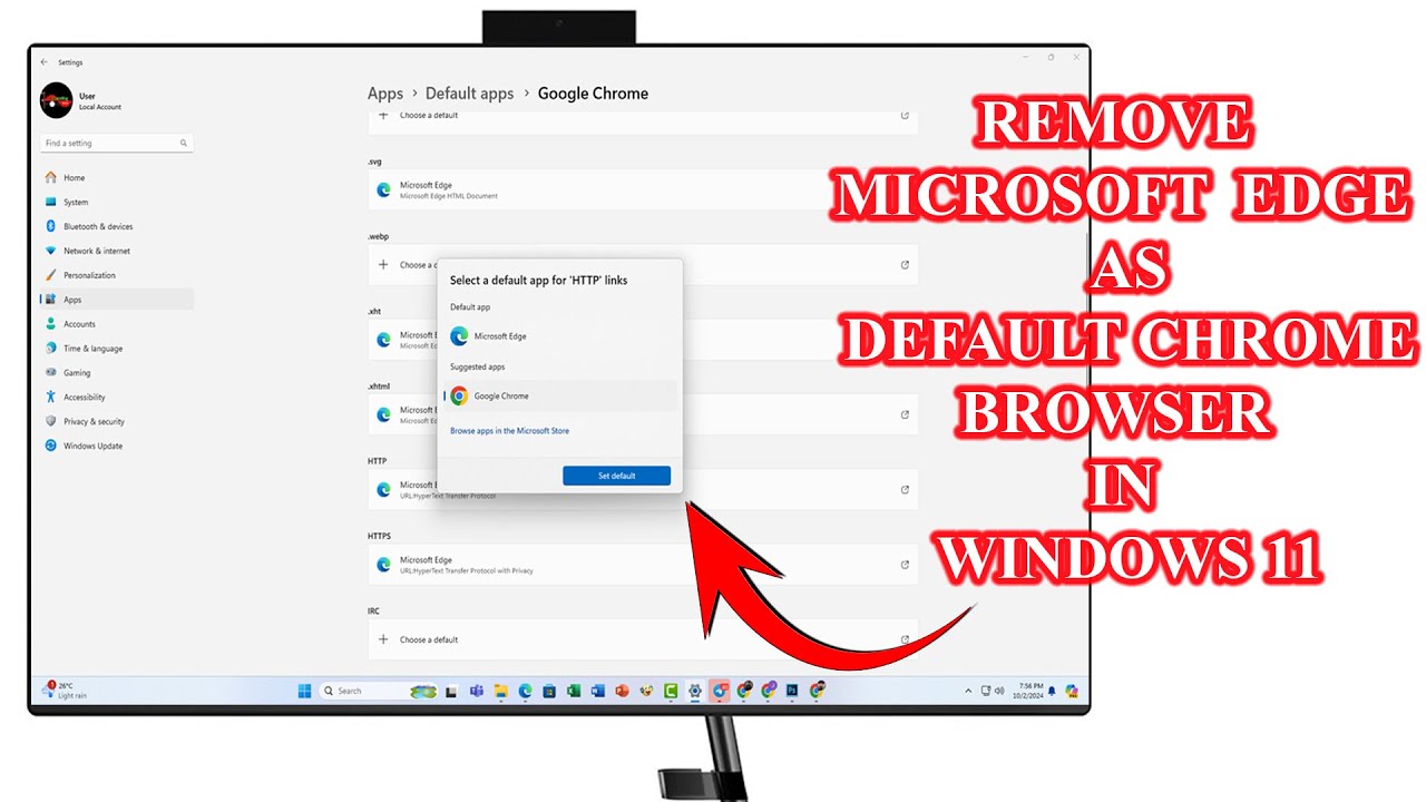 How to remove Microsoft Edge as default chrome browser in Windows 11 ...
