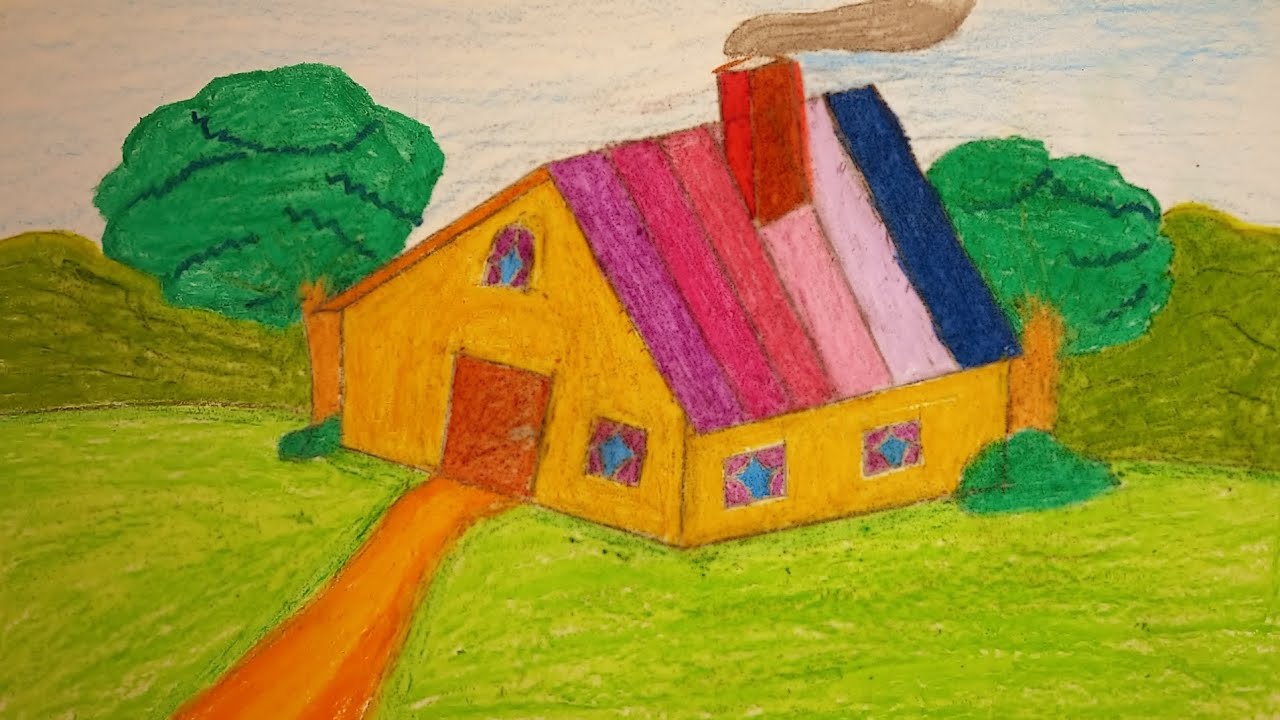 how to draw village factory l very simple drawing - YouTube