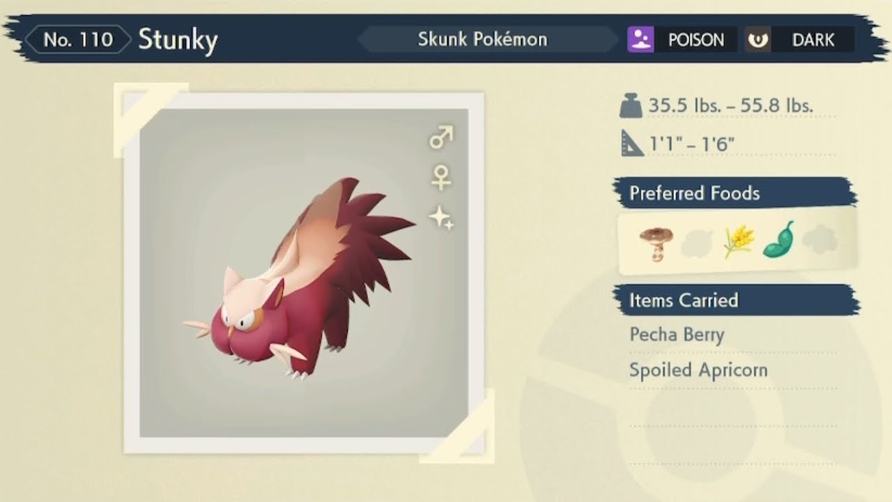 Pokémon Legends Arceus Shiny Stunky - YouTube