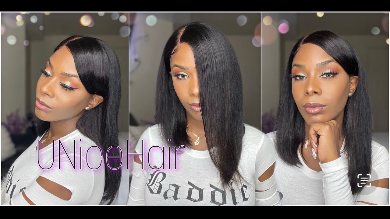 Short Straight Asymmetrical Bob Lace Front Wig With Side Part - YouTube
