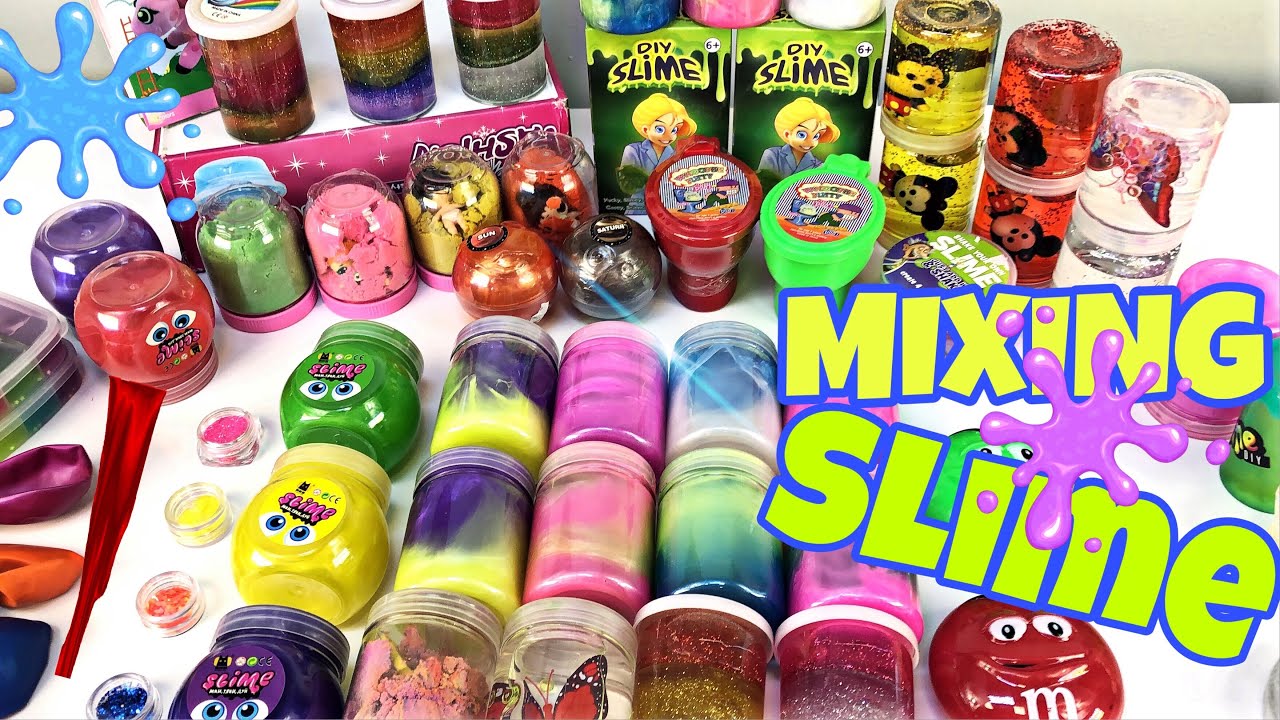 Kids, let's MIX SLIME! Create a GALAXY from SLIME and GLITTER - YouTube