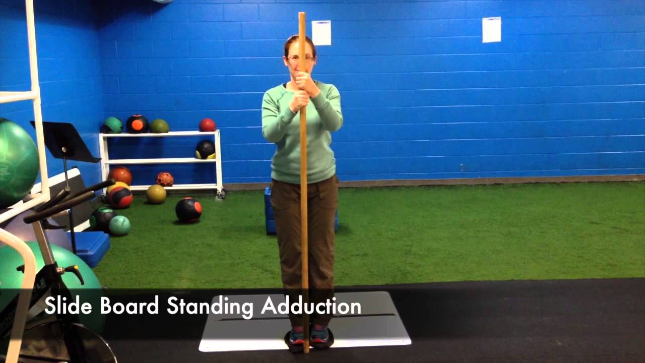 Slide Board Standing Adduction - YouTube