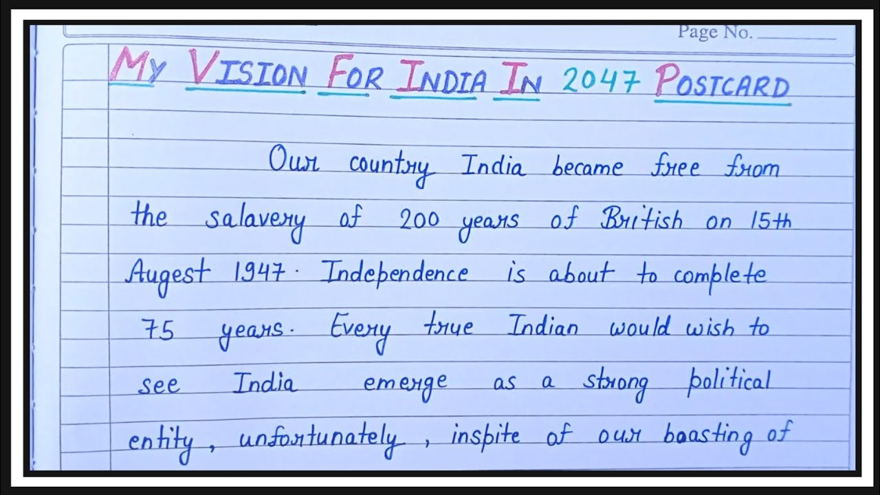 My vision for india in 2047 postcard/My vision for india in 2047 ...