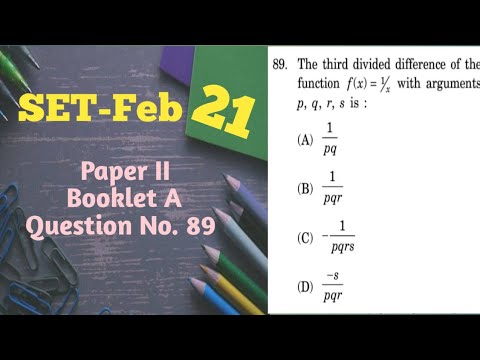 MH-SET 21 & 17 , Mathematical science,Find the third divided difference ...