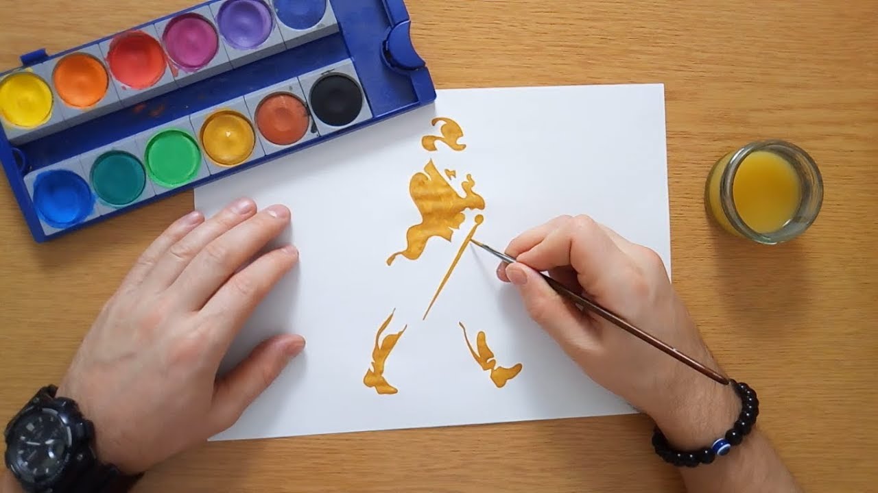 How to draw a Johnnie Walker logo - YouTube